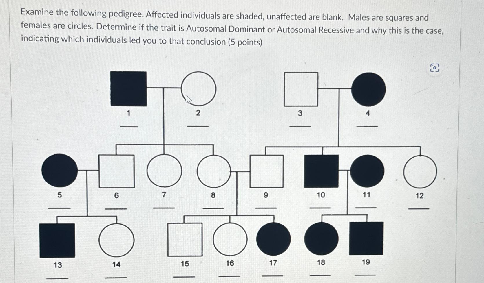 Solved Examine the following pedigree. Affected individuals | Chegg.com