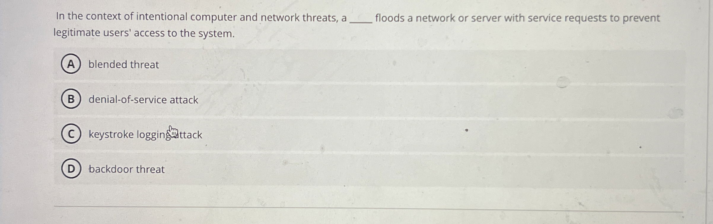 Solved In the context of intentional computer and network | Chegg.com