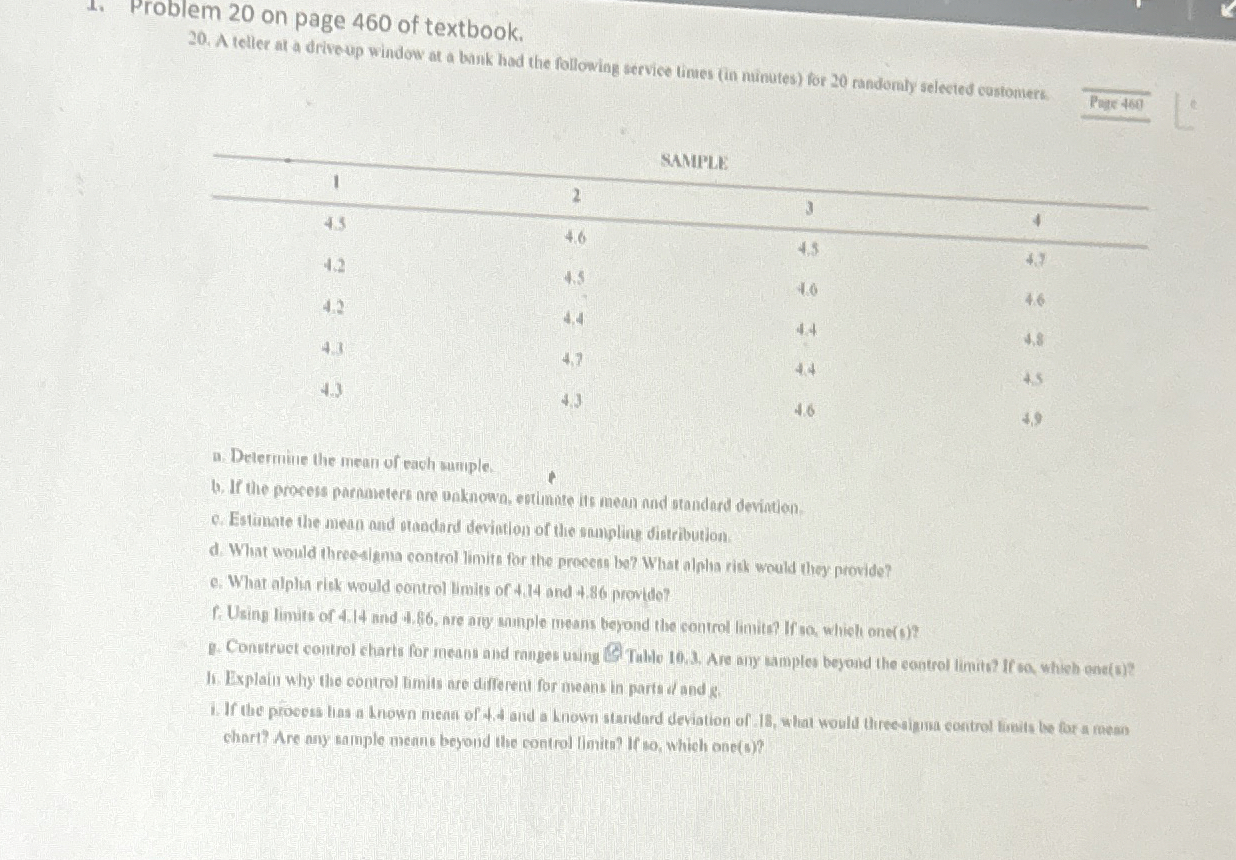 Solved Problem 20 ﻿on page 460 ﻿of textbook.20. ﻿A teller at | Chegg.com
