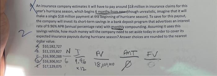 Solved 9. An insurance company estimates it will have to pay | Chegg.com