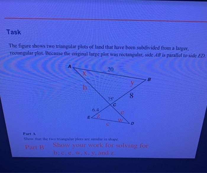 Solved Task The figure shows two triangular plots of land | Chegg.com