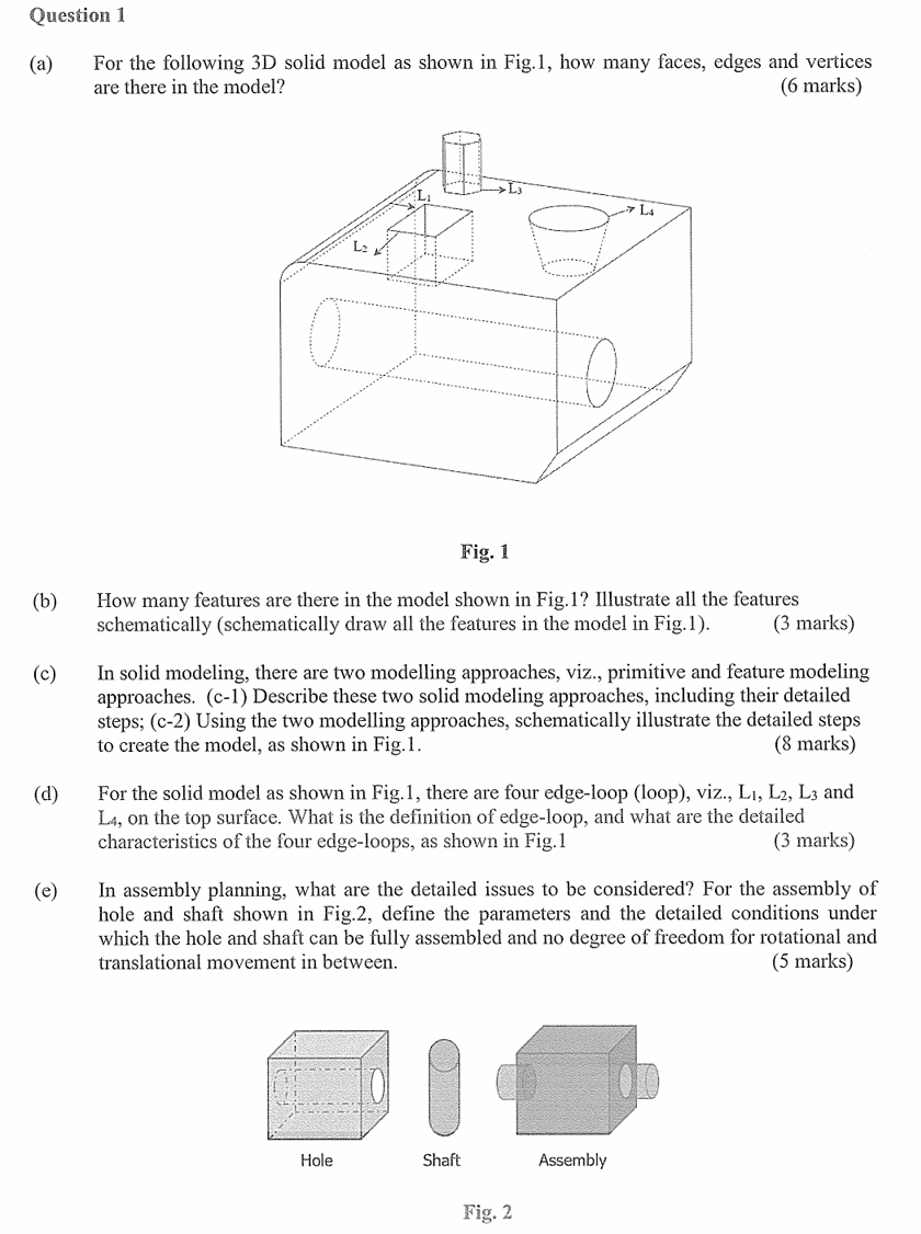Question 1 (a) ﻿For the following 3D solid model as | Chegg.com