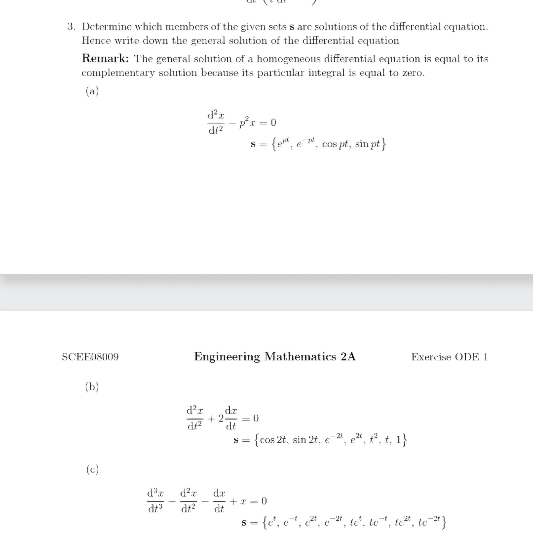 Solved SCEE08009Engineering Mathematics 2AExercise ODE | Chegg.com