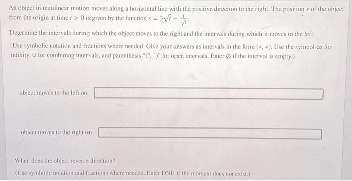 Solved An object in rectilinear motion moves along a | Chegg.com