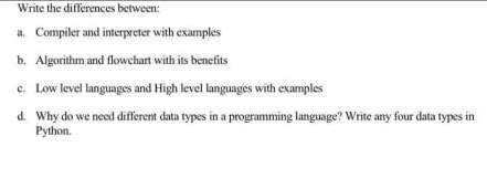 Solved Write the differences between: a. Compiler and | Chegg.com