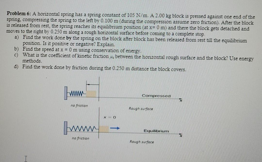 Solved Problem 6: A horizontal spring has a spring constant | Chegg.com