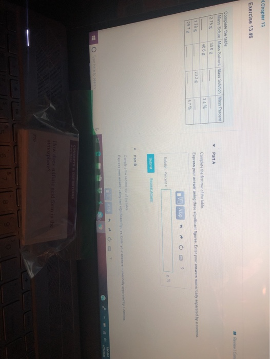 Solved Correct Complete the table Mass Solute Mass Solvent | Chegg.com