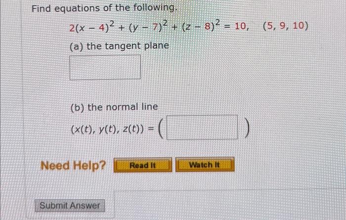 Solved Find equations of the following. | Chegg.com