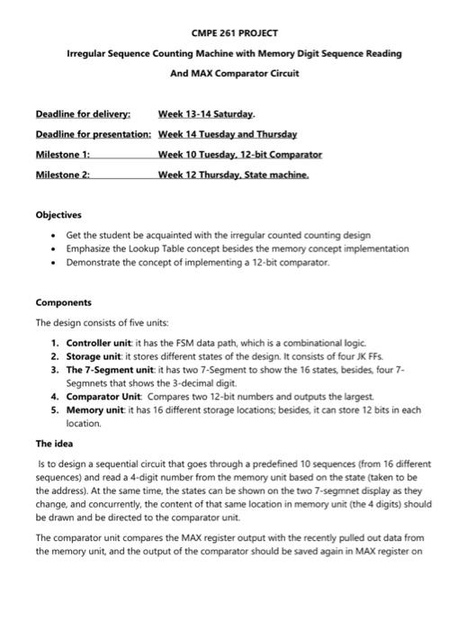 CMPE 261 PROJECT Irregular Sequence Counting Machine | Chegg.com