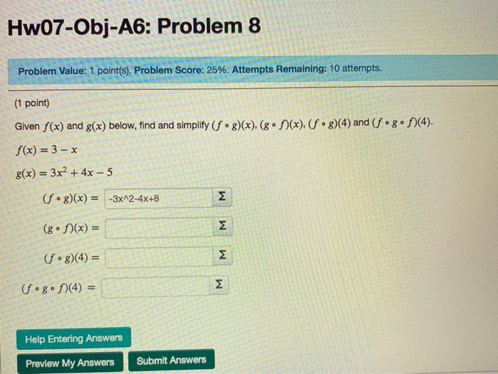 Solved Hw07 Obj A6 Problem 8 Problem Value 1 Points