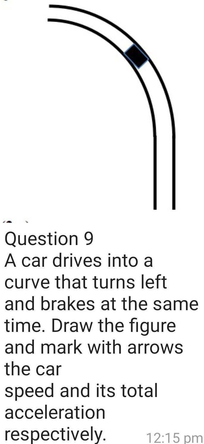 Solved Question 9 A car drives into a curve that turns left | Chegg.com