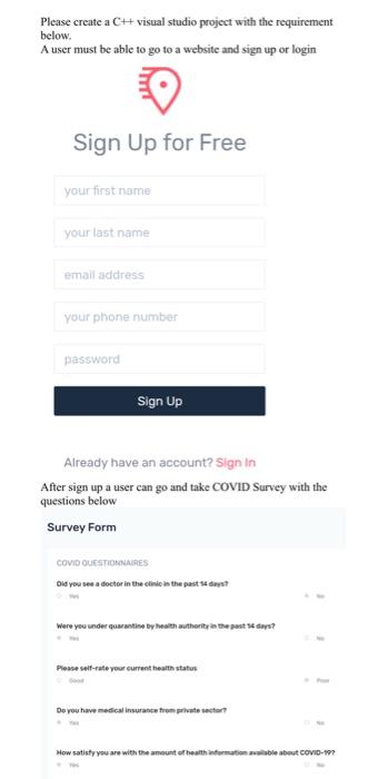 Solved Please create a C++ visual studio project with the | Chegg.com