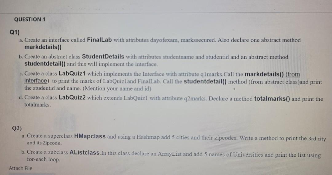 Solved a. Create an interface called FinalLab with | Chegg.com