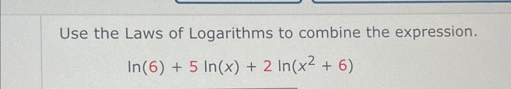 Solved Use the Laws of Logarithms to combine the | Chegg.com