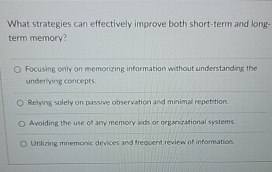 Solved What strategies can effectively improve both | Chegg.com