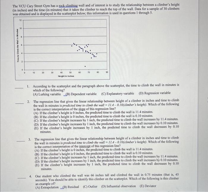 Solved The VCU Cary Street Gym has a rock climbing wall and | Chegg.com