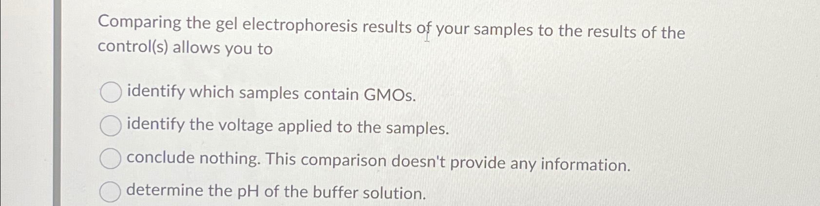 Solved Comparing the gel electrophoresis results of your | Chegg.com