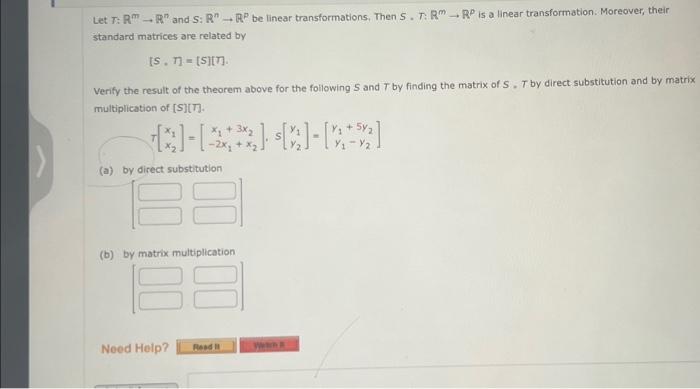 Solved Let T:Rm→Rn and S:Rn→RP be linear transformations. | Chegg.com