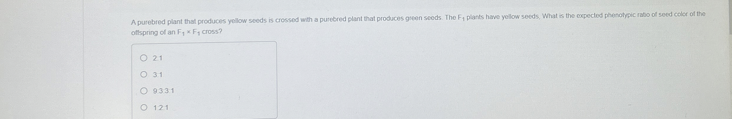Solved A purebred plant that produces yellow seeds is | Chegg.com