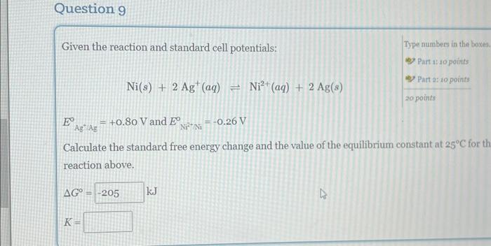 Solved Given the reaction and standard cell potentials: | Chegg.com