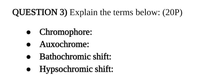 Solved QUESTION 3) Explain the terms below: (20P) | Chegg.com