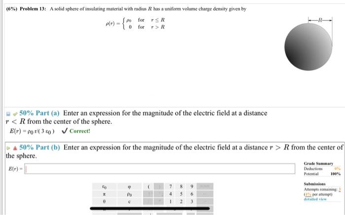 Solved 6 Problem 13 A Solid Sphere Of Insulating