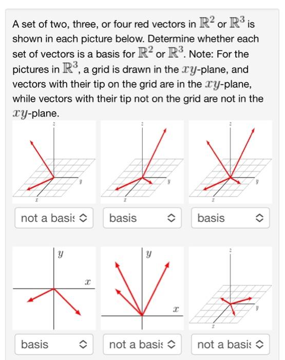 Solved A set of two, three, or four red vectors in R2 or R3 | Chegg.com
