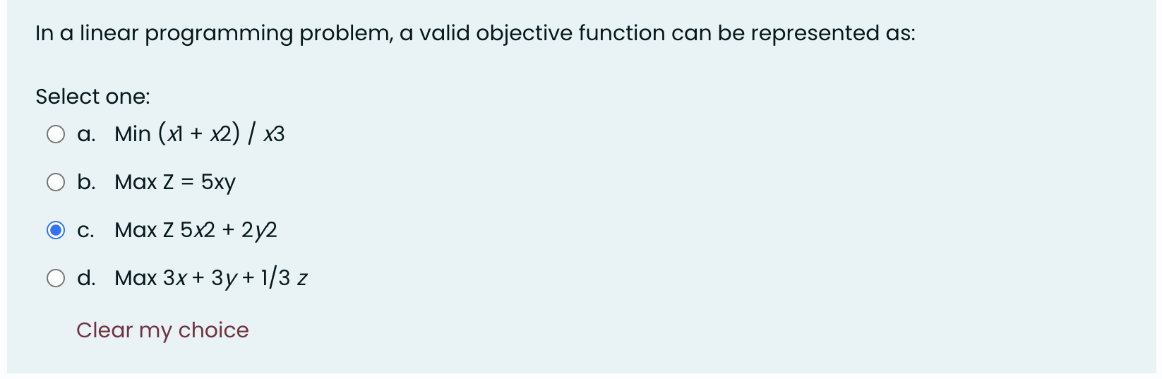 Solved In A Linear Programming Problem A Valid Objective