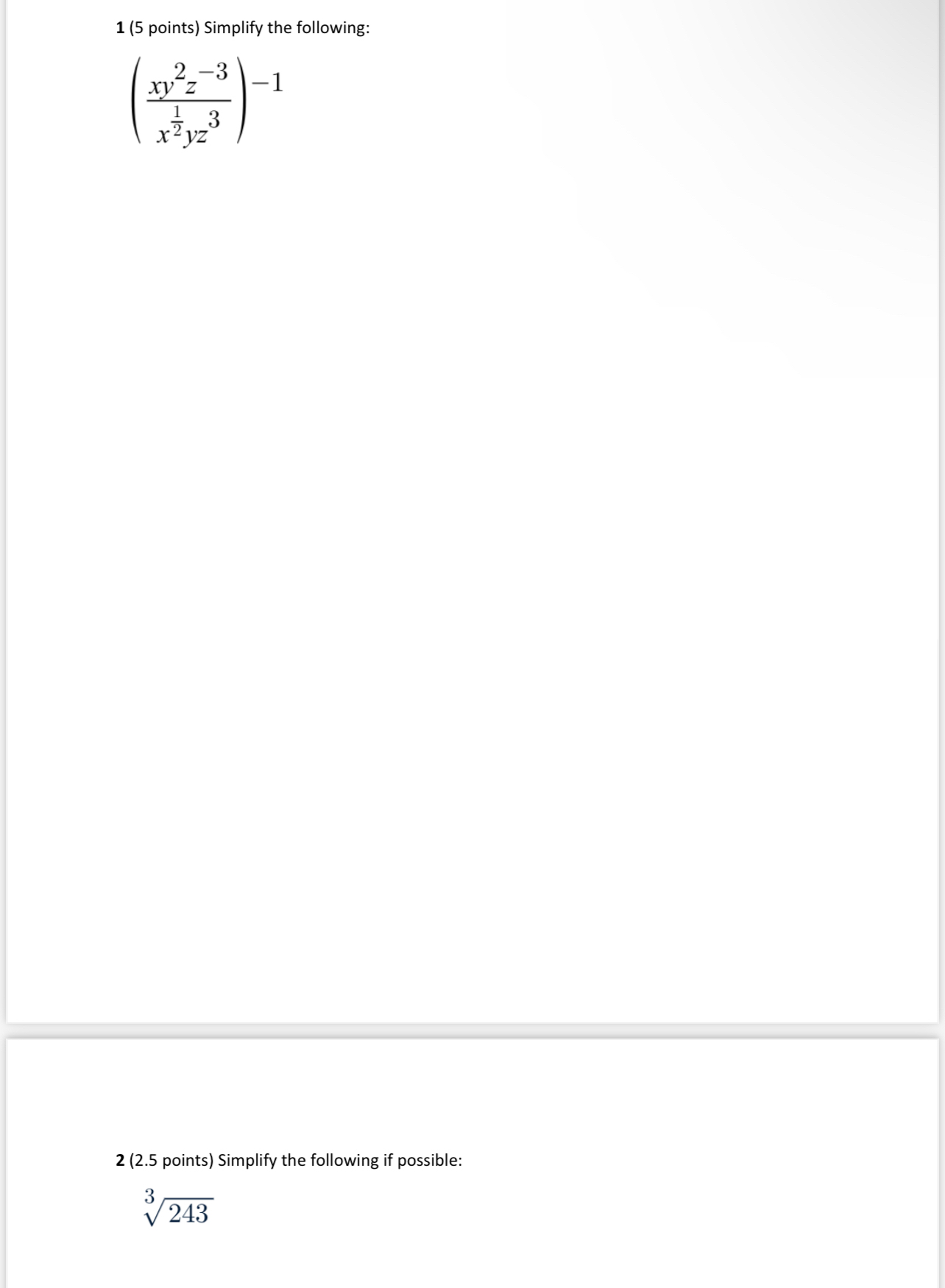 Solved 1 (5 points) Simplify the | Chegg.com Solved 1 (5 points) Simplify the | Chegg.com