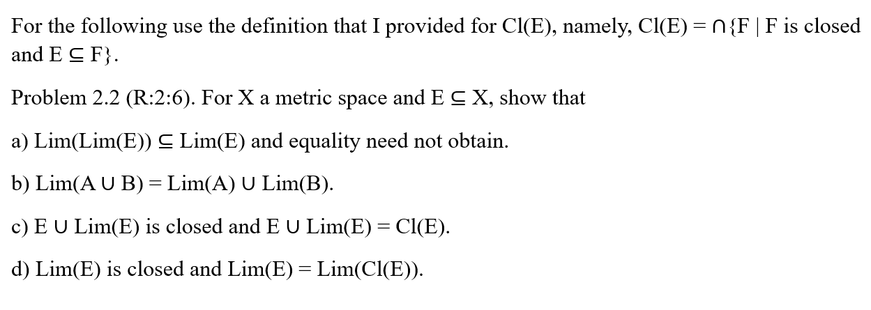 For the following use the definition that I provided | Chegg.com