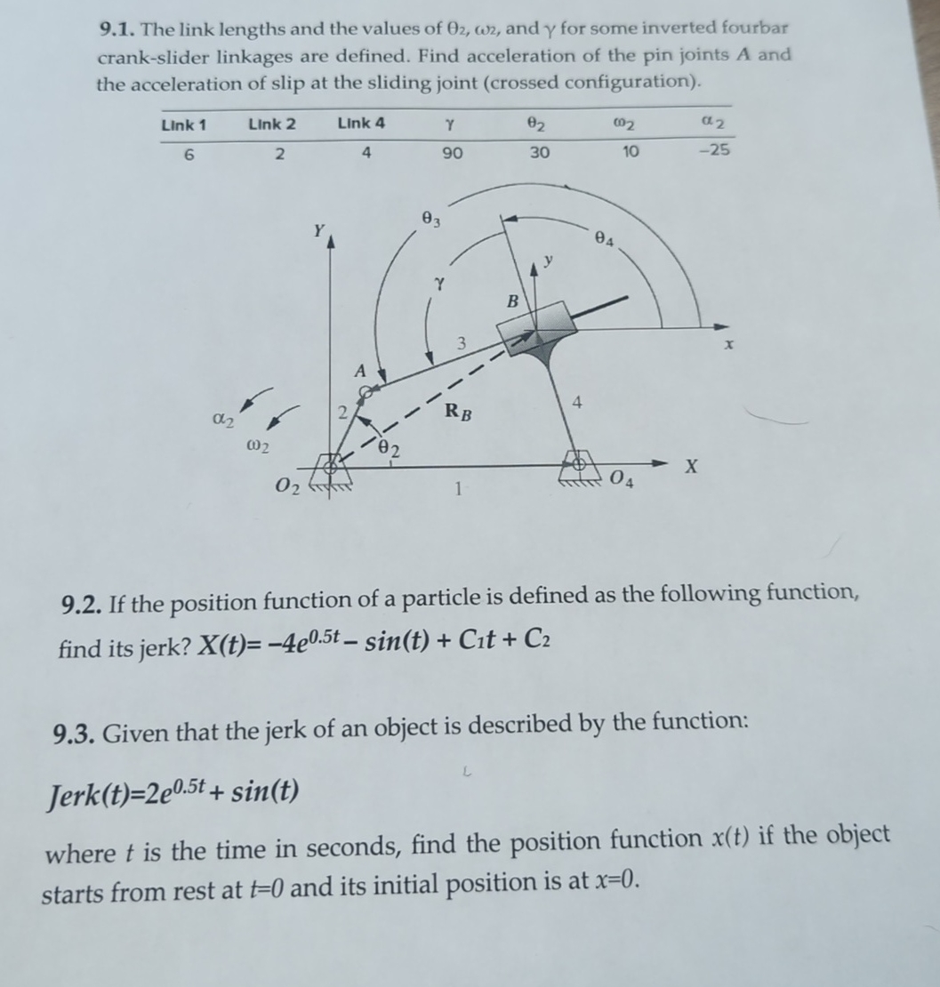 Solved 9.1. ﻿The link lengths and the values of θ2,ω2, ﻿and | Chegg.com