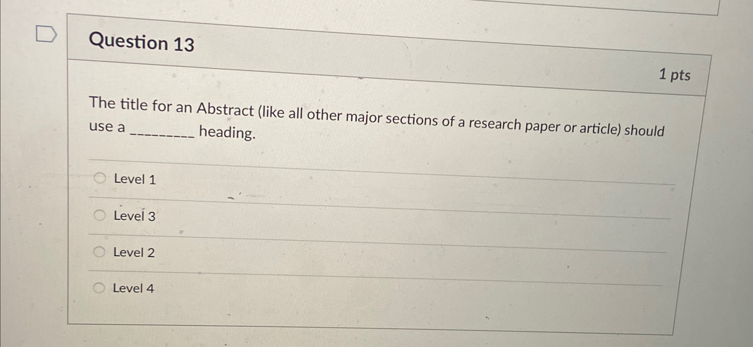 Solved Question 131 ﻿ptsThe title for an Abstract (like all | Chegg.com