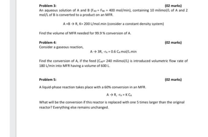 Solved Problem 3: (02 marks) An aqueous solution of A and B | Chegg.com
