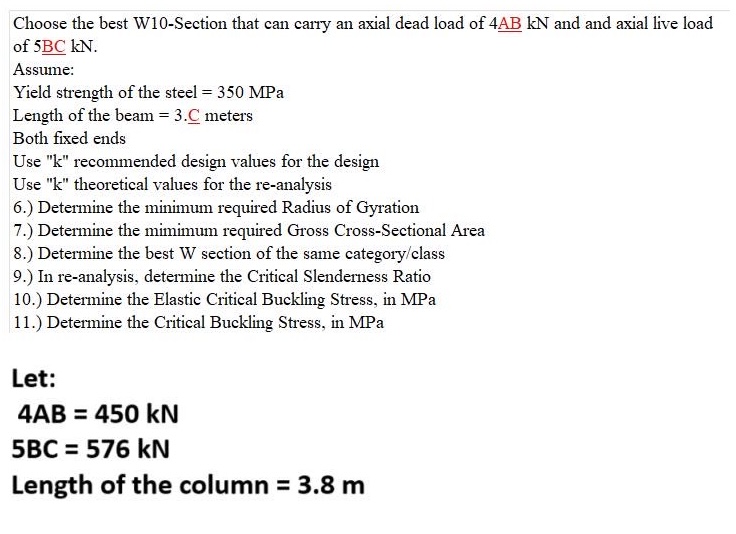 Solved Choose the best W10-Section that can carry an axial | Chegg.com
