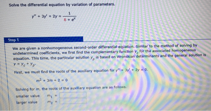 Solved Solve the differential equation by variation of | Chegg.com