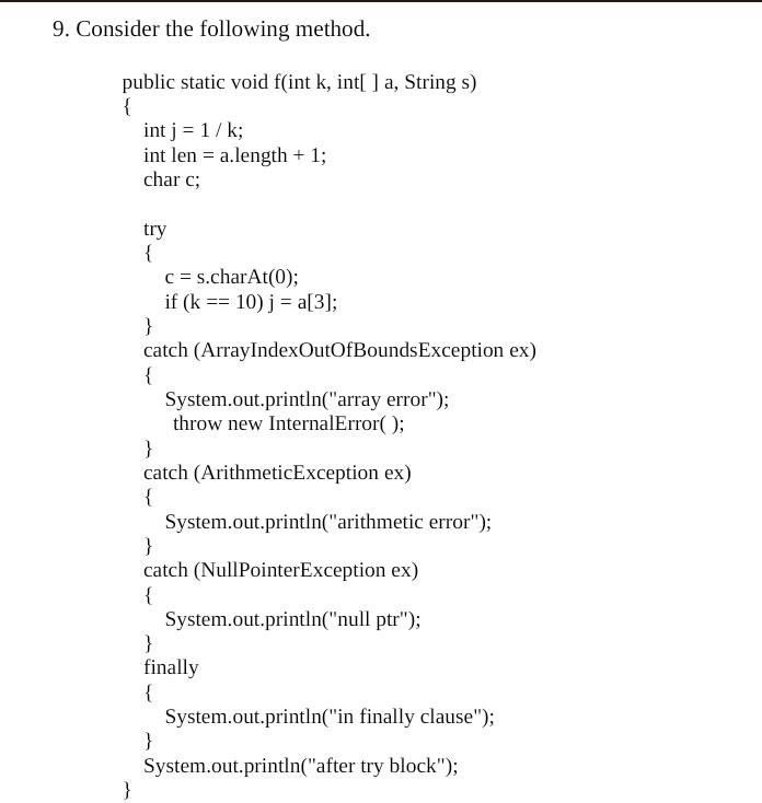Solved sider the following method. public static void f(int | Chegg.com