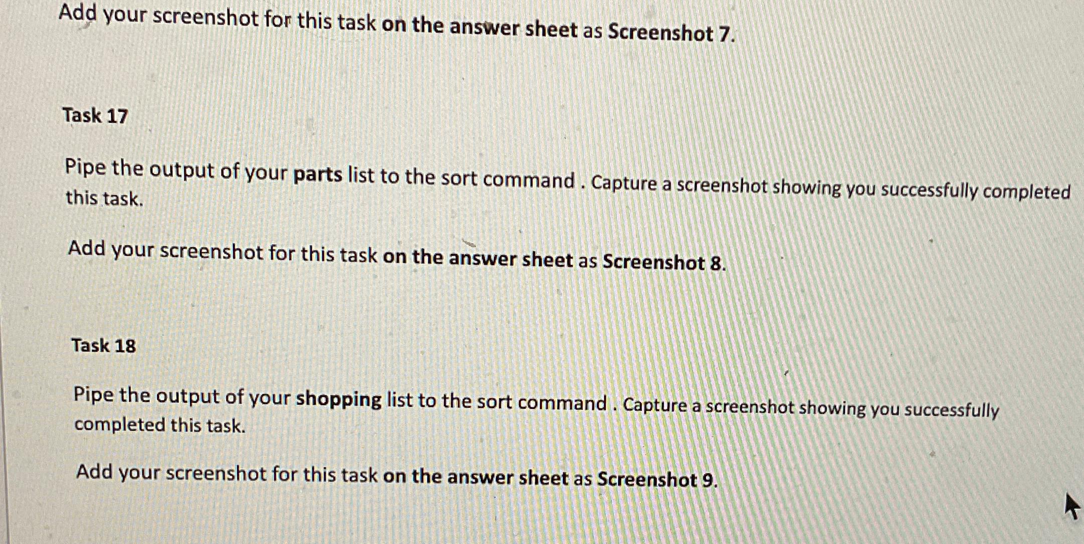 Solved Add your screenshot for this task on the answer sheet | Chegg.com
