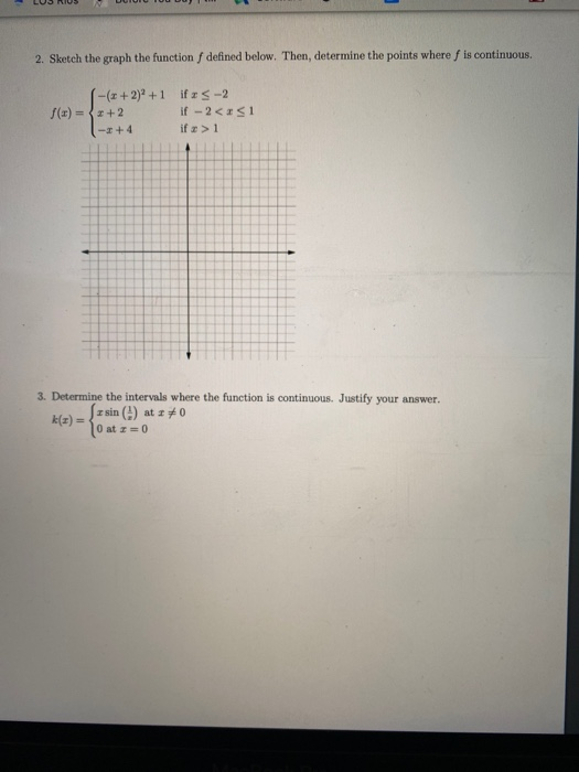 Solved 2. Sketch the graph the function / defined below. | Chegg.com