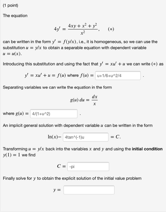 Solved (1 point) The equation 4xy + x + y 4y = 4xy + x2 + y2 | Chegg.com