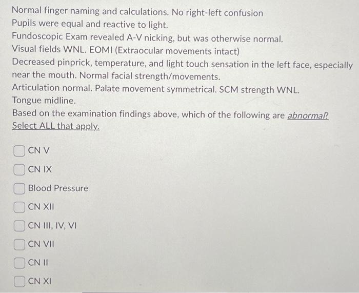 Solved Examination: Afebrile Pulse: 82 bpm BP: 196/112mmHg | Chegg.com