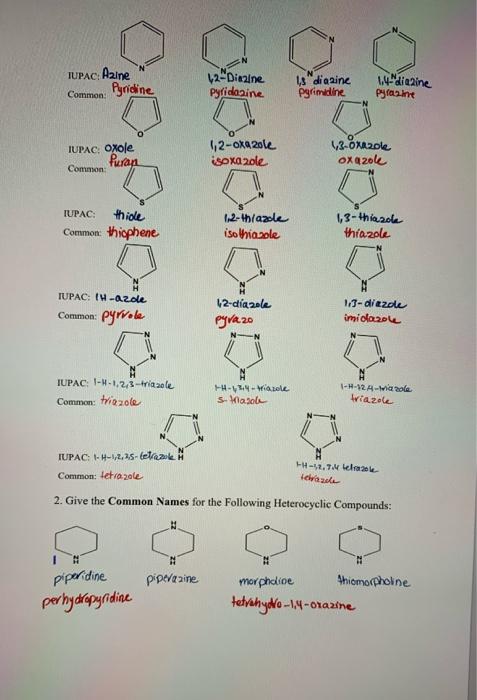 Solved IUPAC Azine 12Diezine Pyfidaaine Pyridine 1 diasinc | Chegg.com