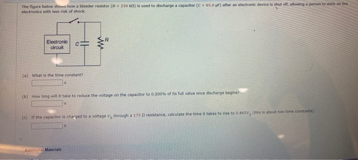 Solved The figure below shows how a bleeder resistor ( R230 | Chegg.com