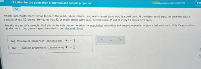 Solved Notation for the population proportion and sample | Chegg.com