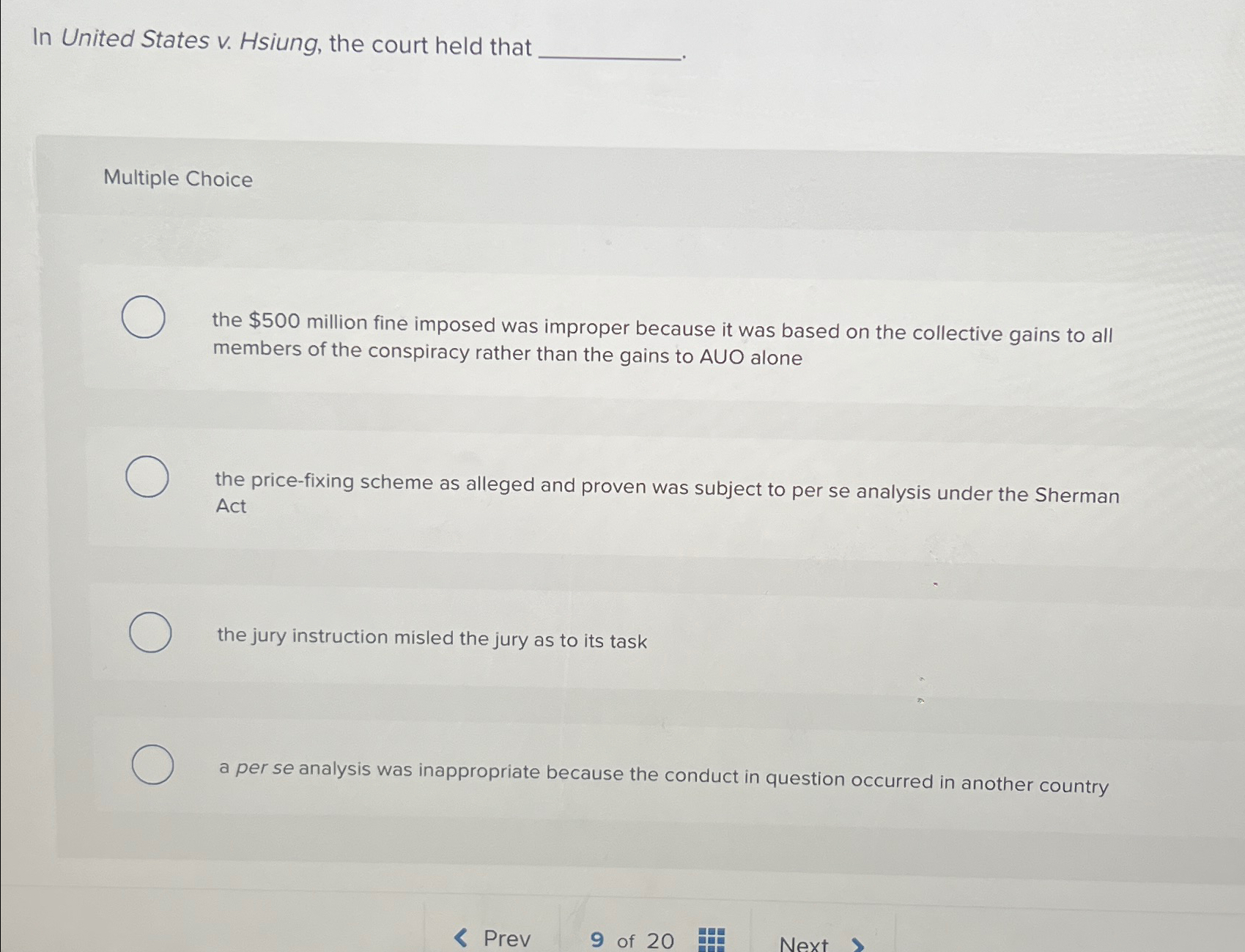 Solved In United States v. ﻿Hsiung, the court held | Chegg.com