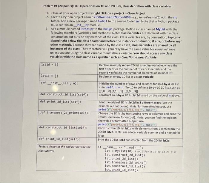 Solved Problem H1 ( 20 points): LO: Operations on 1D and 2D | Chegg.com