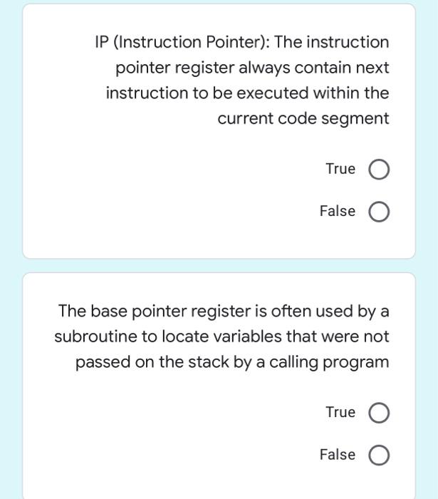 Solved IP (Instruction Pointer): The instruction pointer | Chegg.com