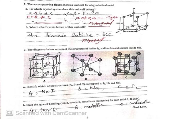 Solved 2. The accompanying figure shows a unit cell for a | Chegg.com