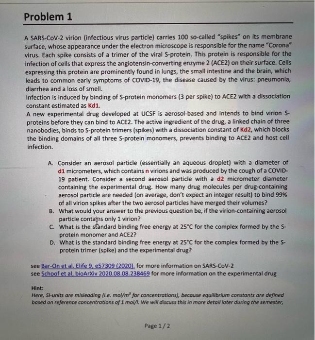 A SARS-CoV-2 virion (infectious virus particle) | Chegg.com