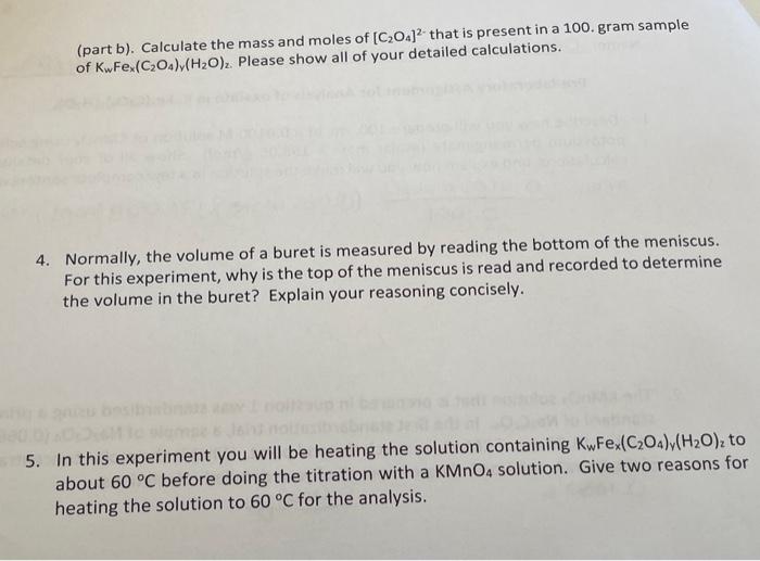 Solved 2. The KMnO4 solution that is prepared in question 1 | Chegg.com