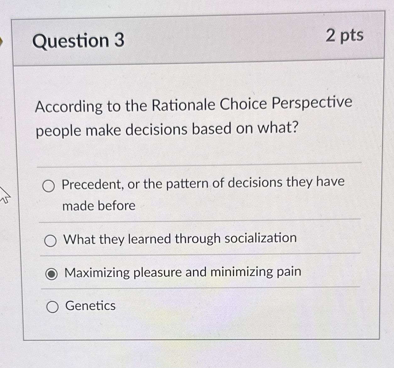 Solved Question 32 ﻿ptsAccording to the Rationale Choice | Chegg.com